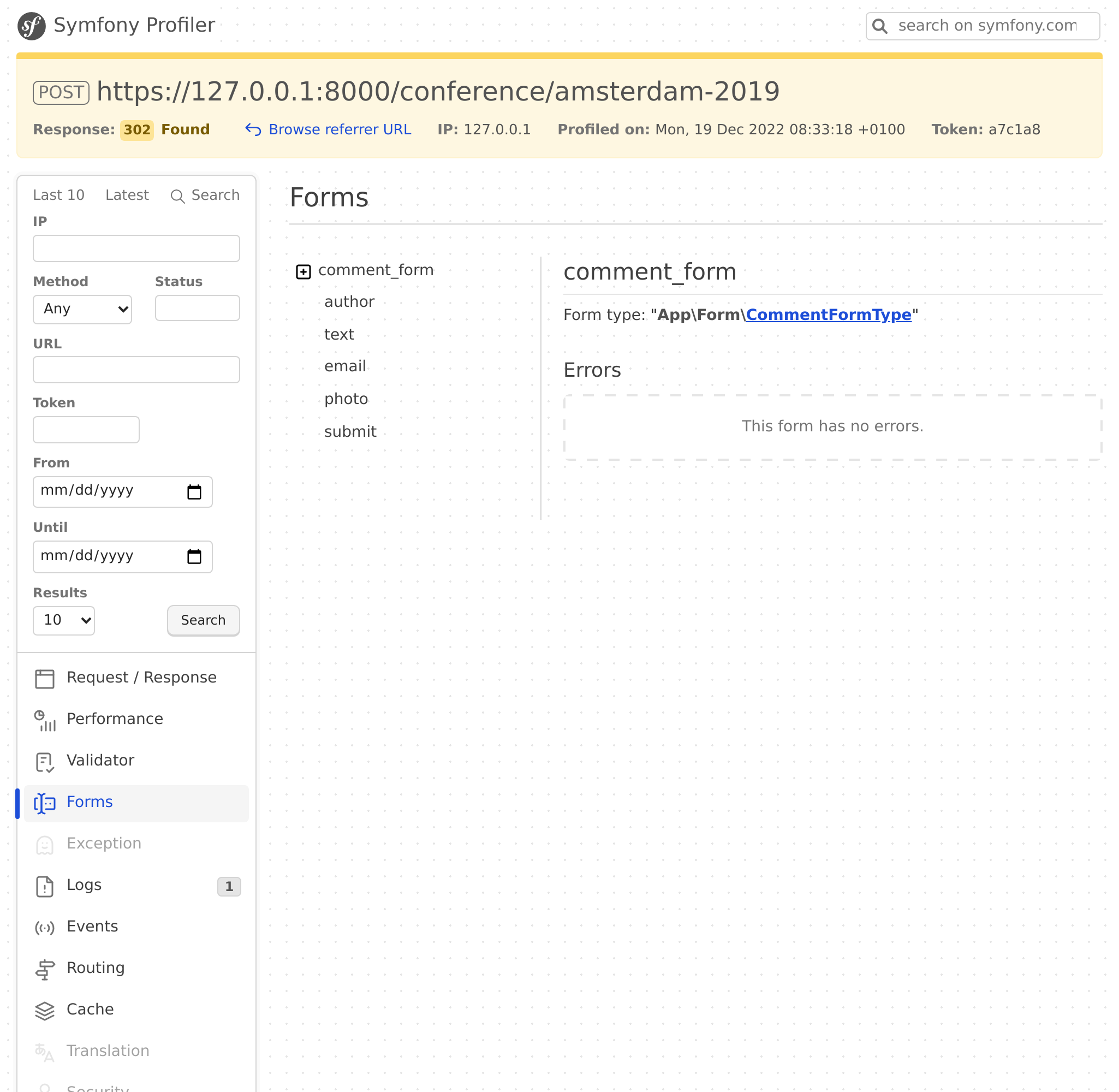 Accepter des commentaires avec les formulaires (Symfony Docs)