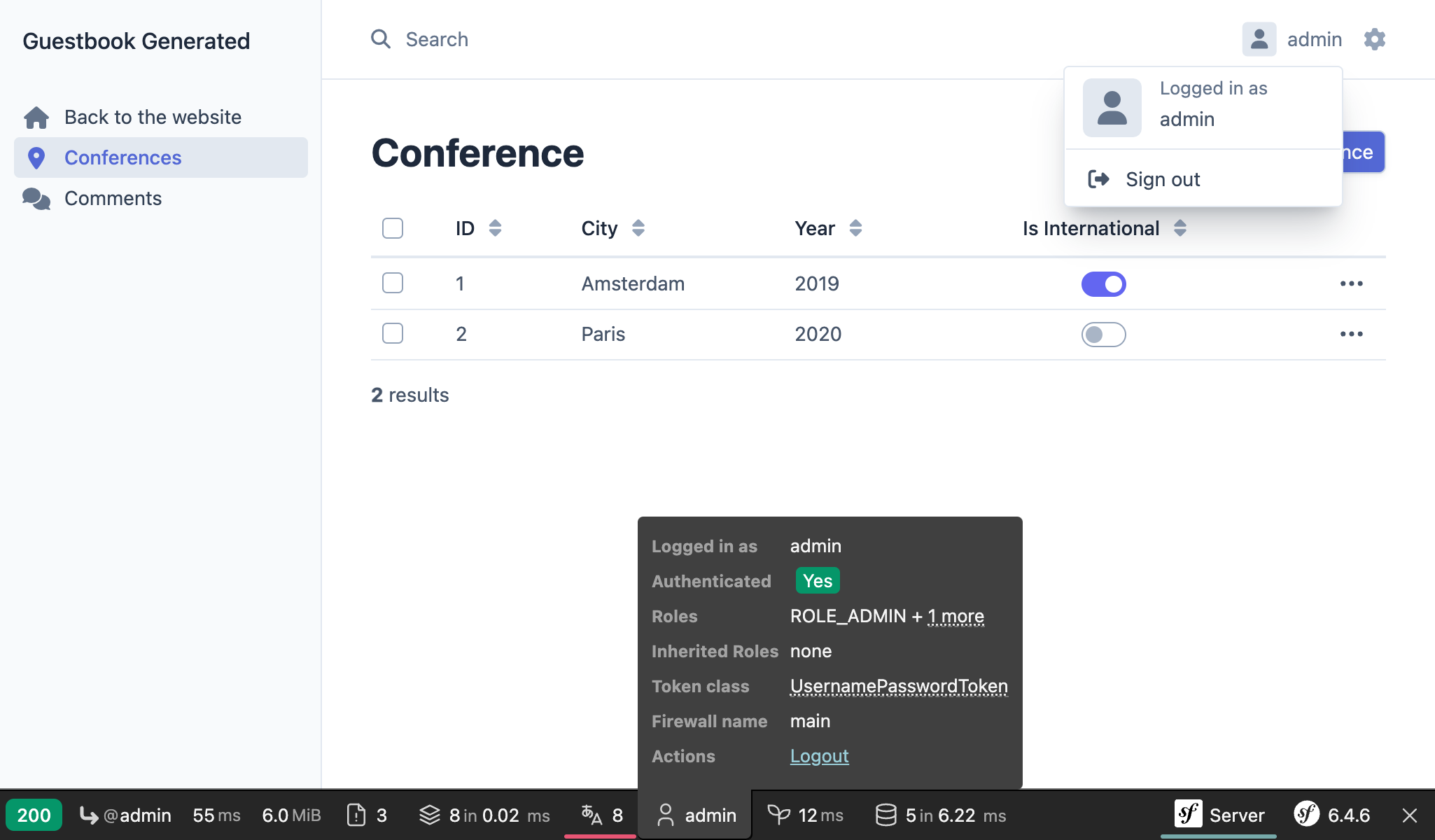 Sécuriser l'interface d'administration (Symfony Docs)