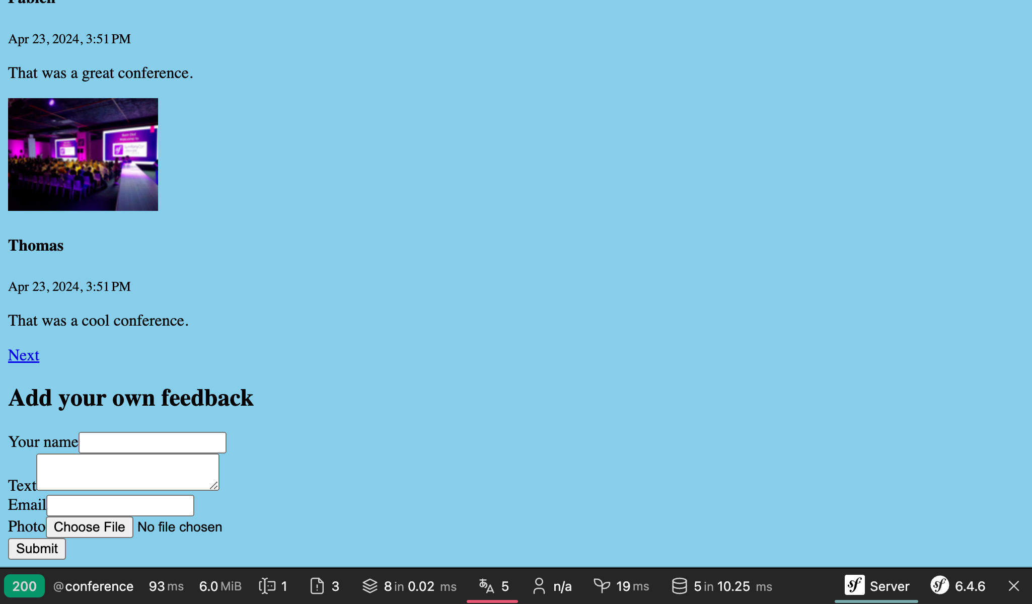 Accettare feedback con i form (Symfony Docs)