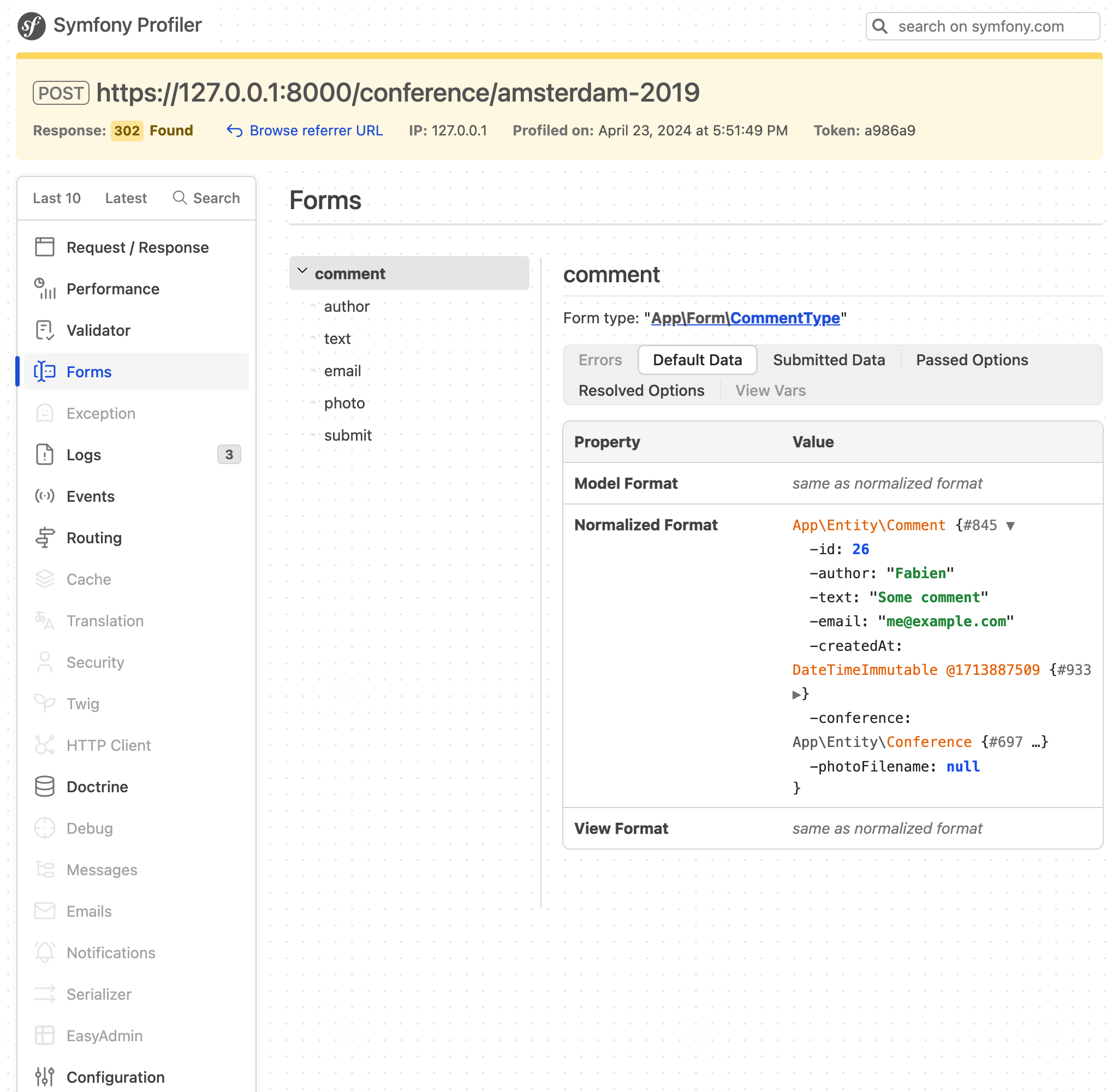Получение обратной связи с помощью форм Symfony Docs